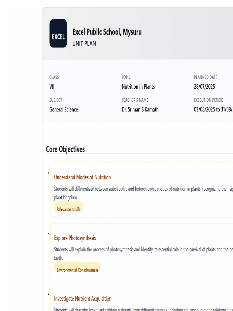 Lesson Plan 2025 08 04 | PDF