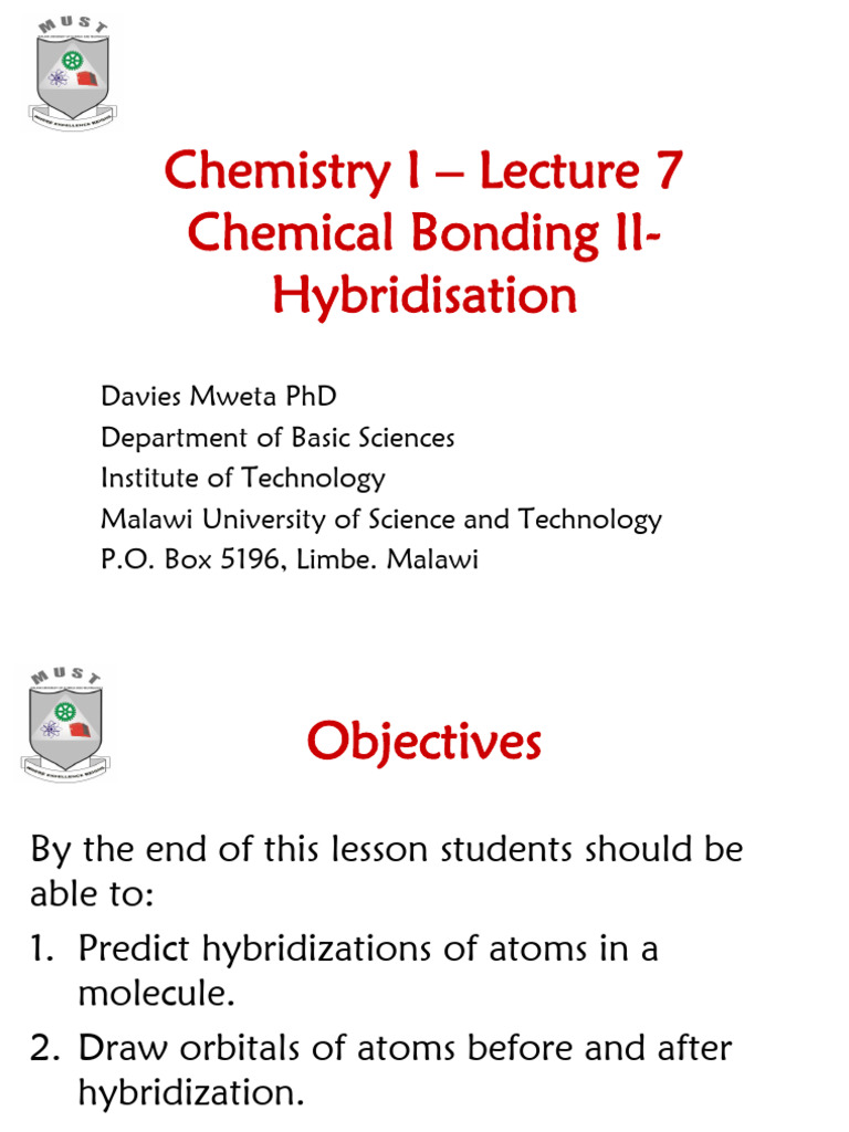 Lecture 7 - Chemical Bonding II-Hybridisation | PDF | Chemical Bond | Covalent Bond