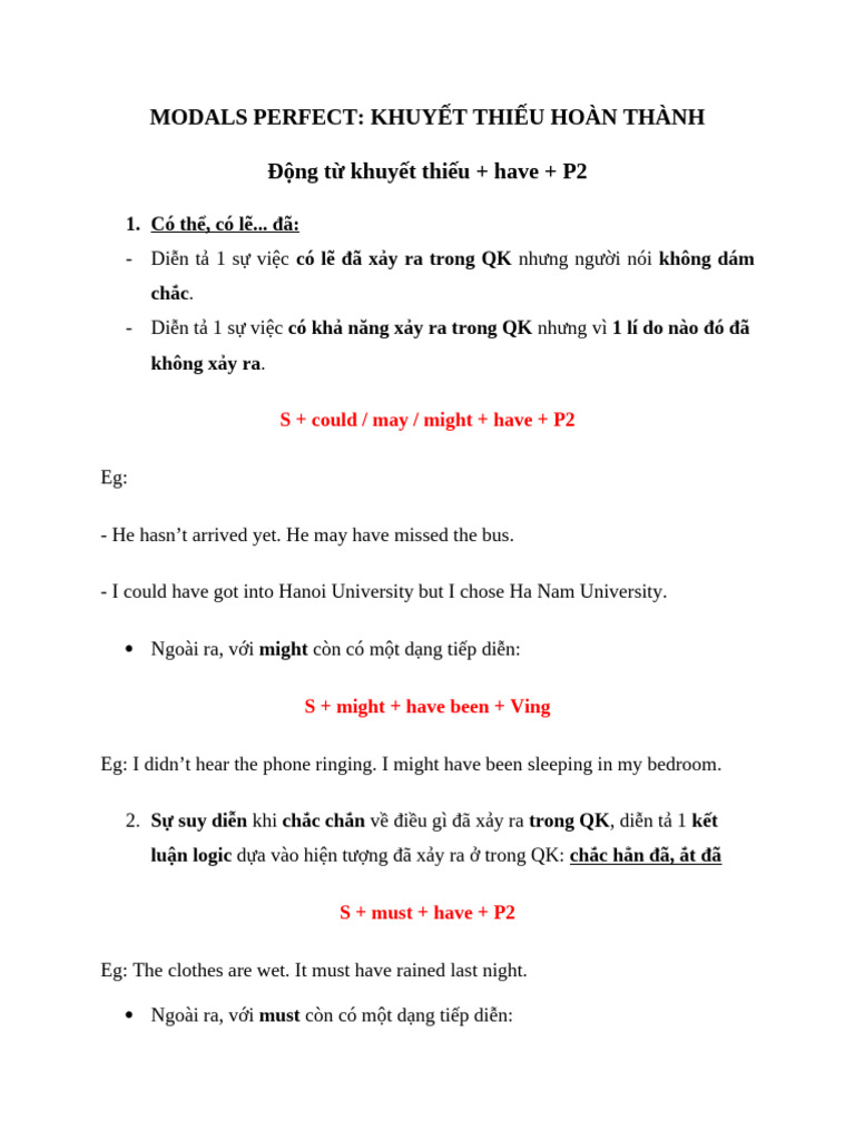 Modals Perfect | PDF