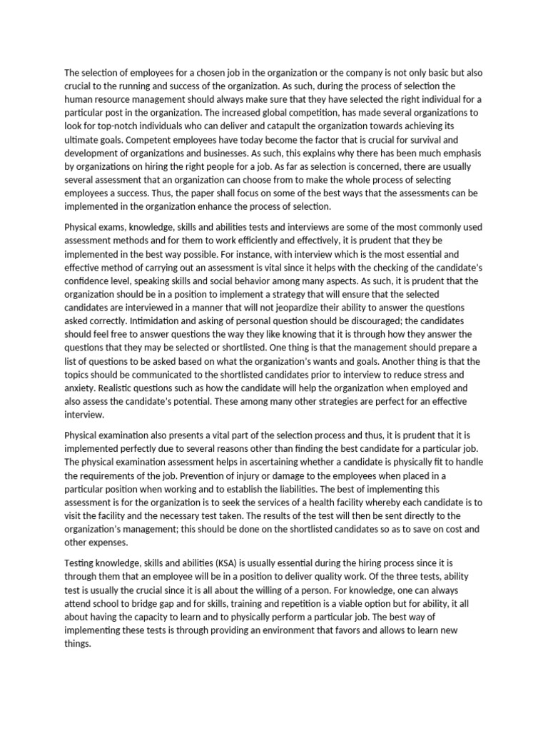 Employee Assessment | PDF | Knowledge | Recruitment