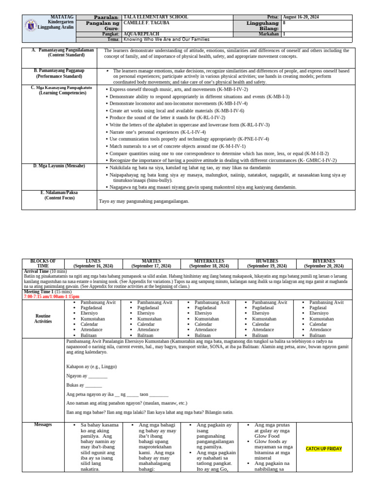 Tecson q1 Week 8 Matatag LP 1 | PDF