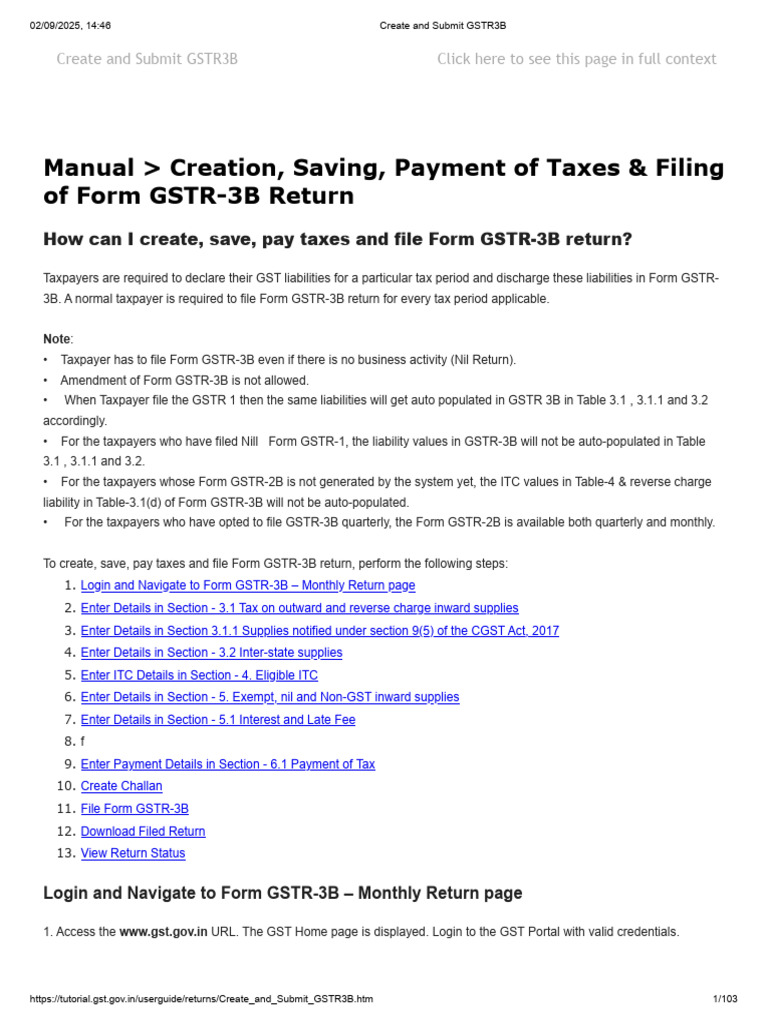 GSTR-3B Filing Guide | PDF | Taxes | Government Finances