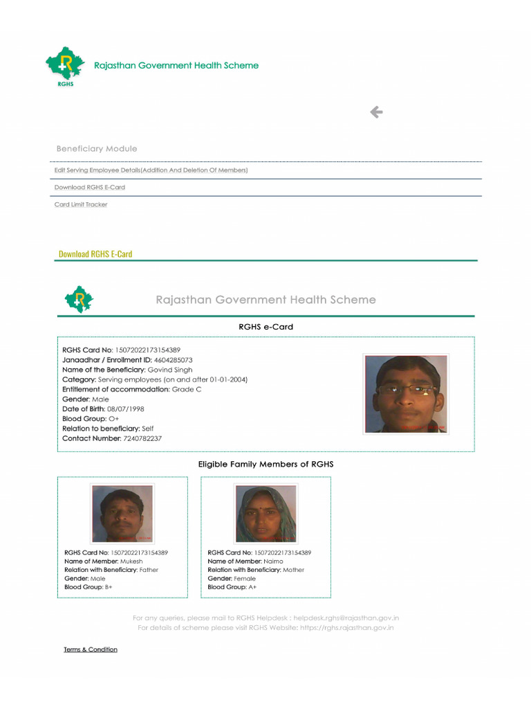 Rajasthan Government Health Scheme Rghs | PDF