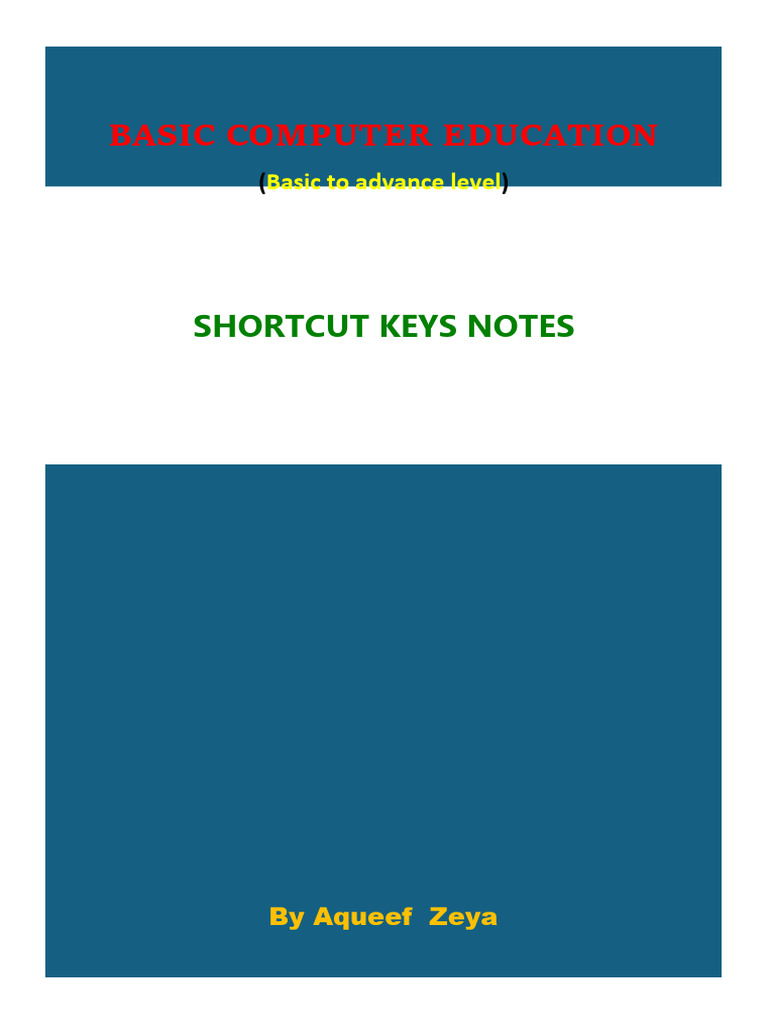 Shortcut Keys | PDF | Computer File | Graphical User Interfaces