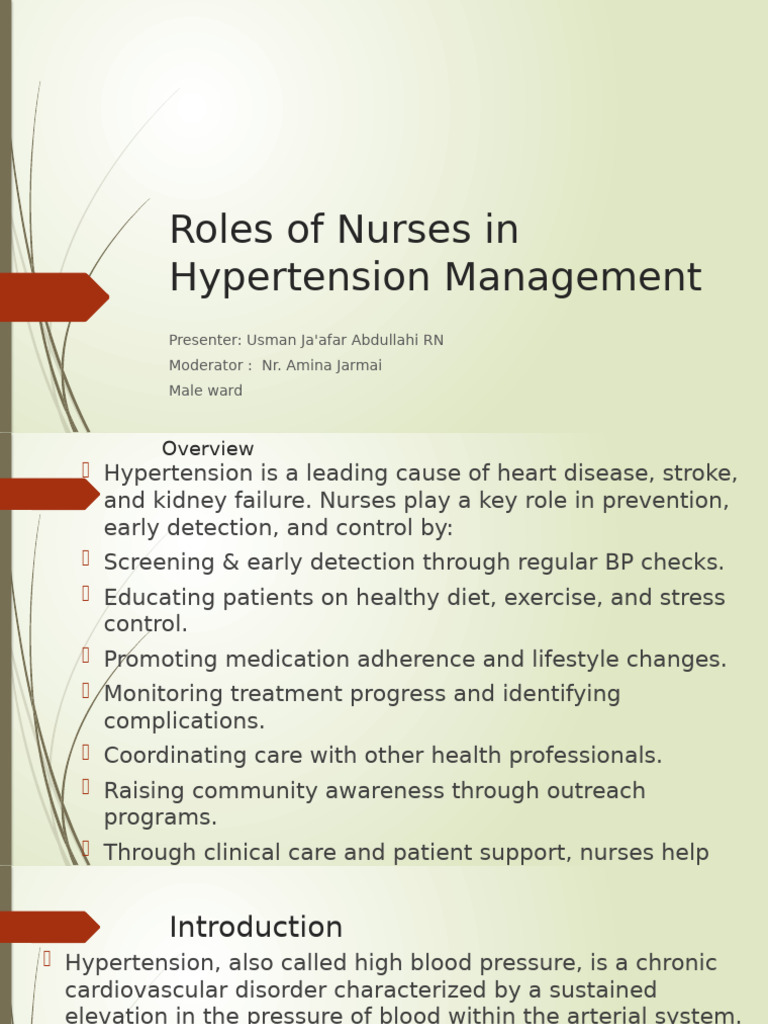 Nurses' Role in Hypertension Care | PDF | Hypertension | Blood Pressure