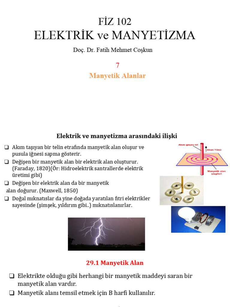 FİZ 102 - 7 - Manyetik - Alanlar. | PDF