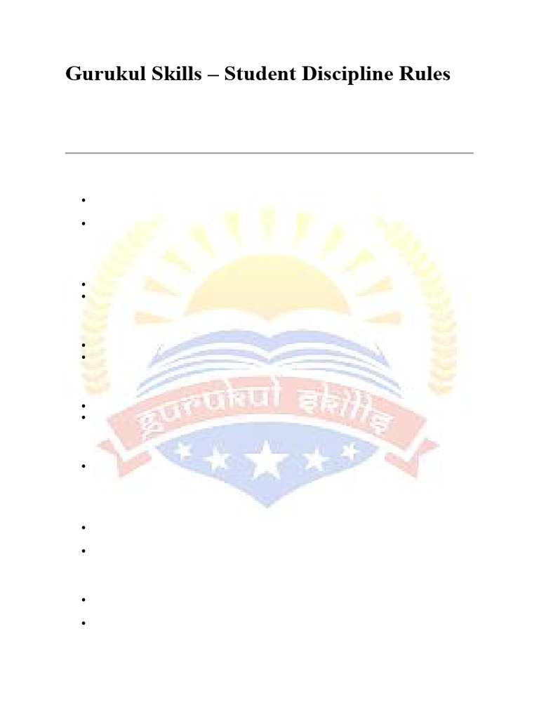 Gurukul Skills - Student Discipline Rules | PDF