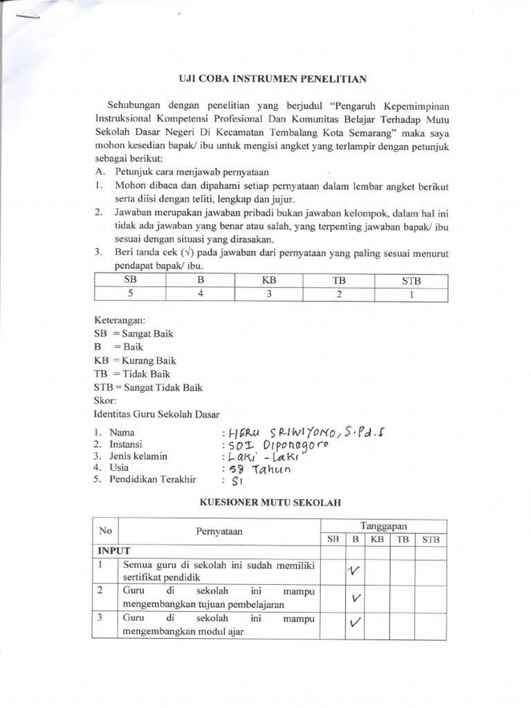 Uji Coba Instrumen 1 | PDF