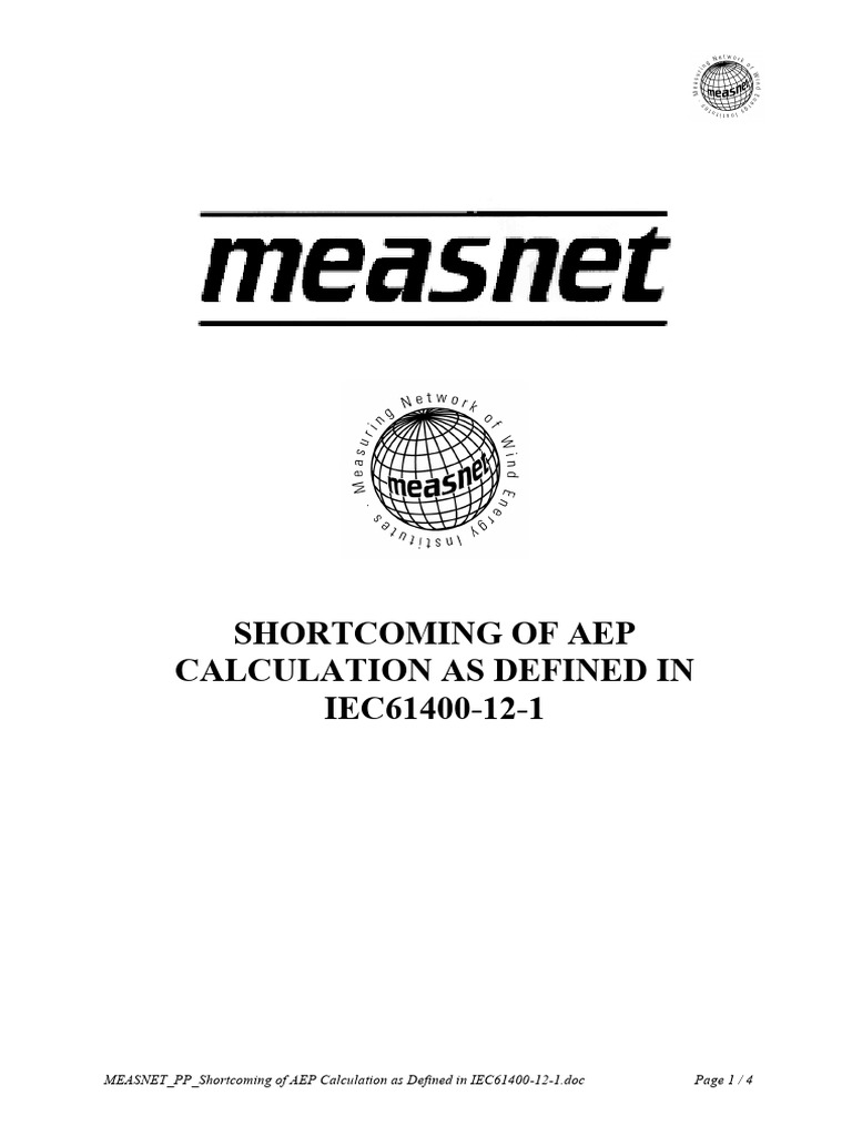 MEASNET - PP - Shortcoming of AEP Calculation As Defined in IEC61400 12 ...