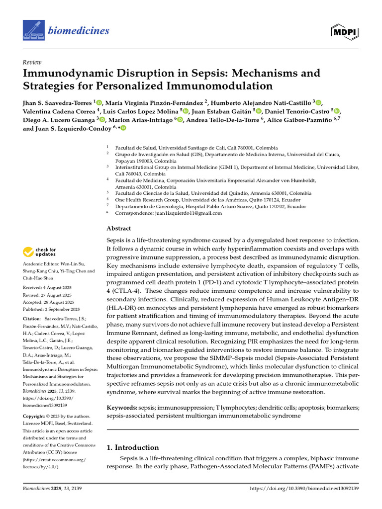 Immunodynamic Disruption in Sepsis: Mechanisms and Strategies For ...