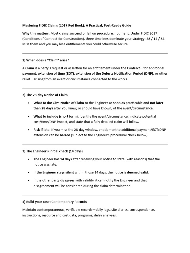 Mastering FIDIC Claims | PDF | Common Law | Justice