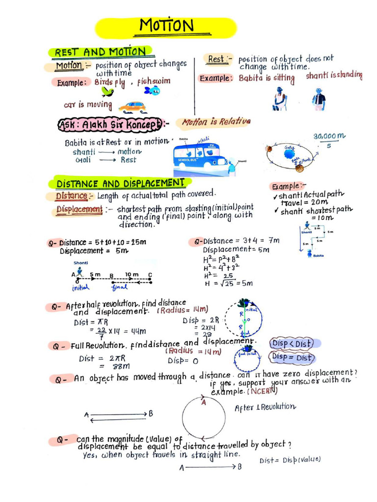 Motion: Handwritten Notes - Alakh Pandey - Class 9th (2026) | PDF
