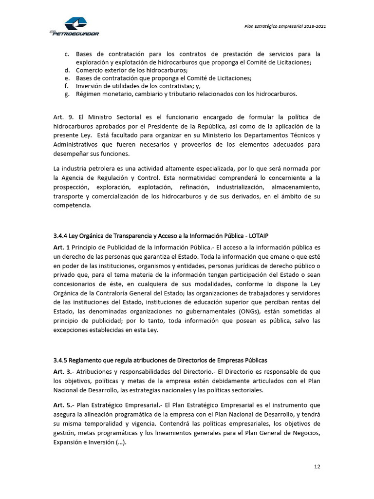Plan Estratégico Empresarial 2018-2021 | PDF | Business | Institución