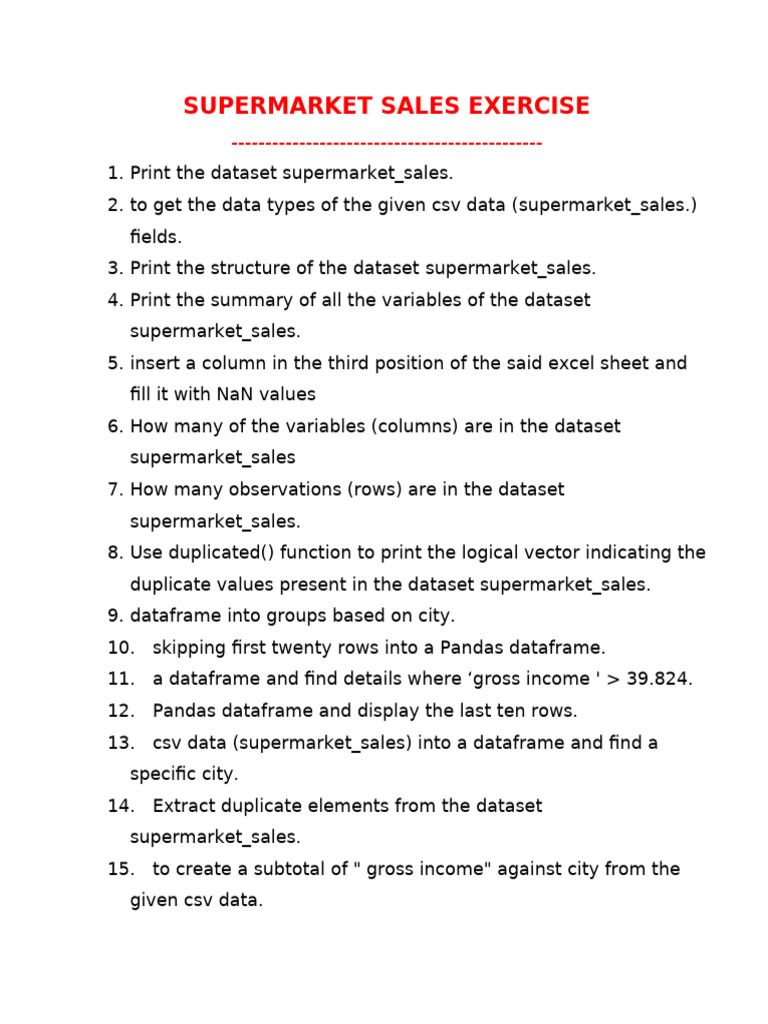 Supermarket Sales Data Analysis Guide | PDF
