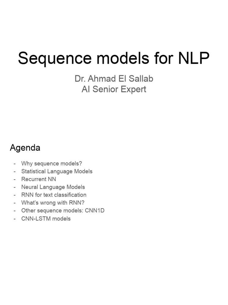Sequence Models For NLP | PDF | Kalman Filter | Deep Learning