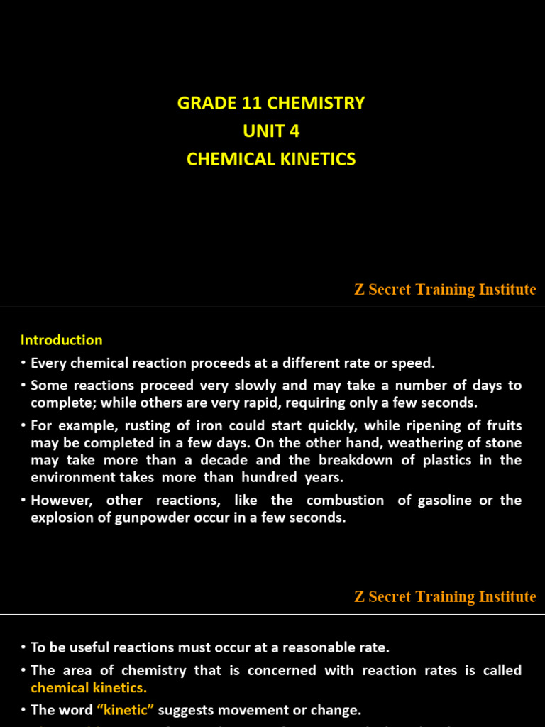Grade 11 Chemistry Unit 4 | PDF | Reaction Rate | Chemical Kinetics