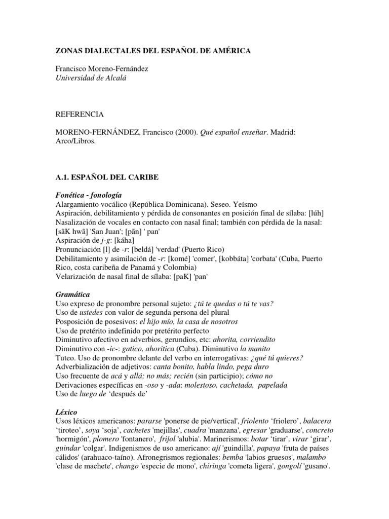 Zonas Dialectales Del Español de América - 2 | PDF | Lengua española | Gramática