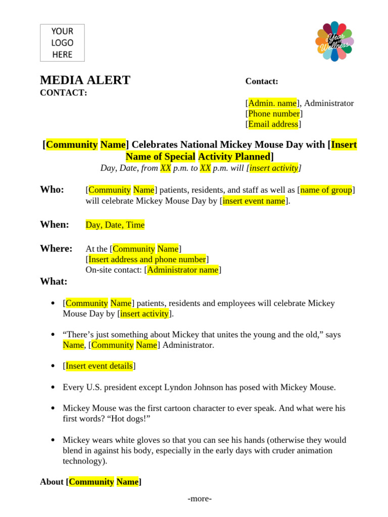November Media Alert Mickey Mouse Day | PDF