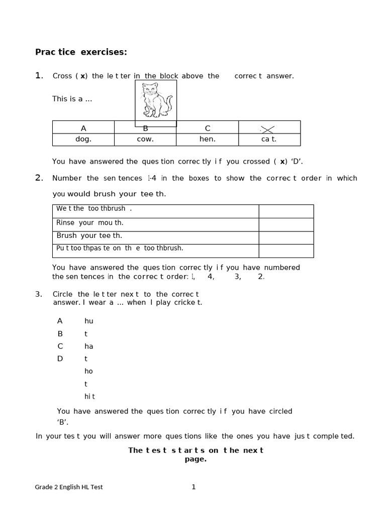 2015 Grade 2 English HL Test (AutoRecovered) | PDF