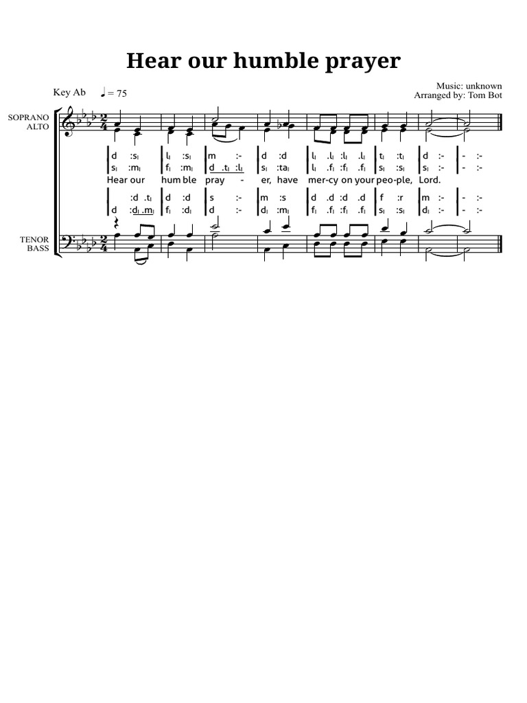 (ChoirCenter - Com) Hear Our Humble Prayer Arranged by Tom Bot | PDF