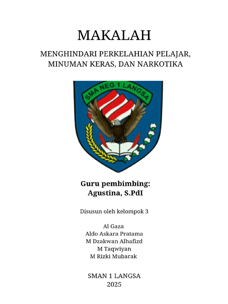 Bahaya Perkelahian, Miras, dan Narkoba | PDF
