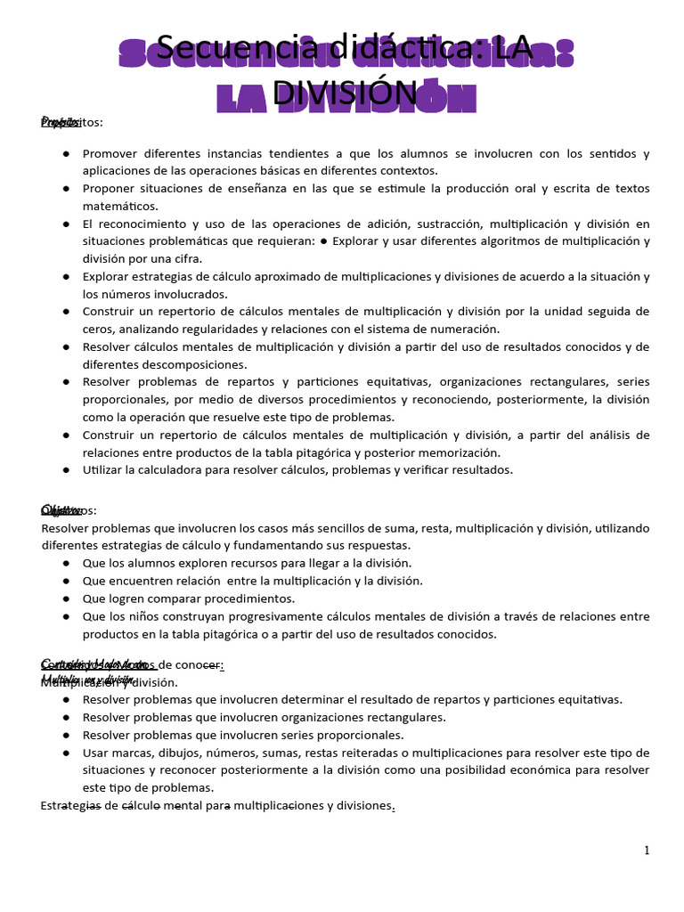 Secuencia N 2 La Division | PDF | División (Matemáticas) | Multiplicación