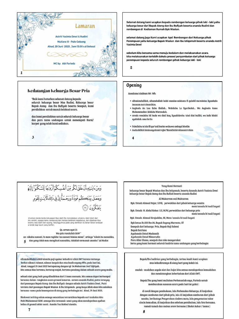 MC Terbaru Lamaran Astrit Dan Rudini, 29 Juni 2025 | PDF