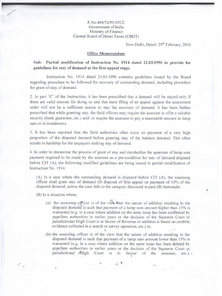 Partial Modification of Instruction No 1914 Dated 21-03-1996 | PDF