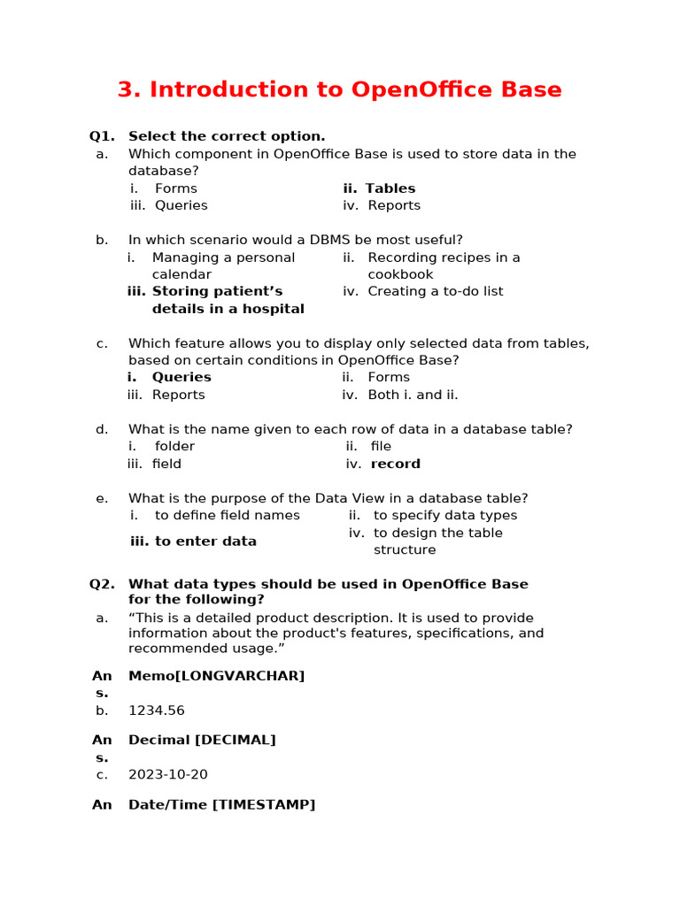 As WS CB VIII CS Introduction To OpenOffice Base | PDF | Databases ...