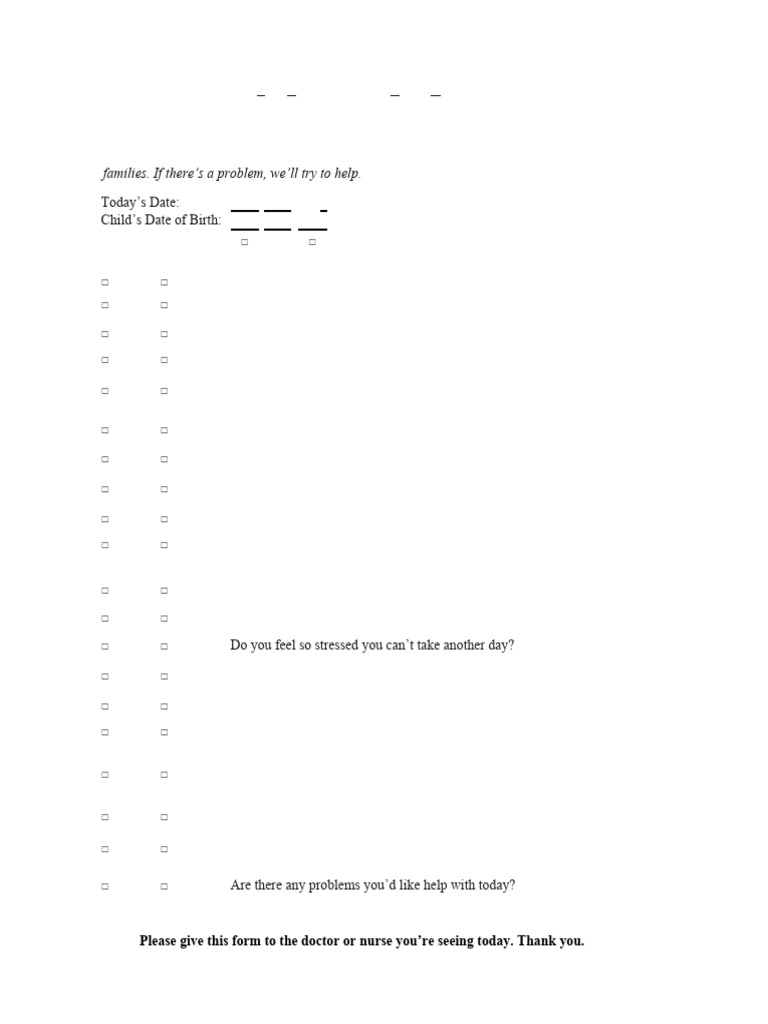 Parent Screening Questionnaire for Safety | PDF | Child Abuse | Family