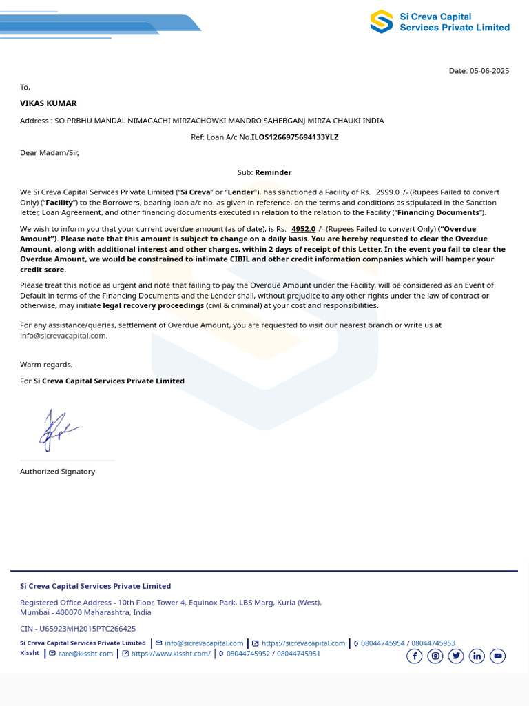 Legal Dunning Letter | PDF