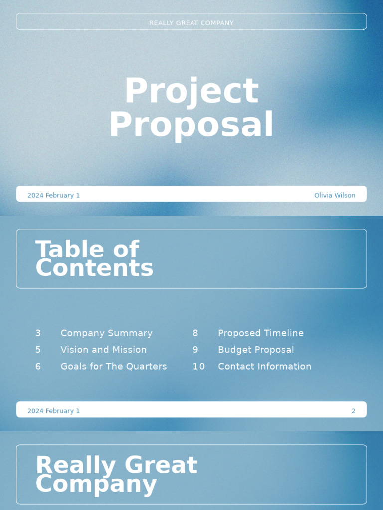 Blue and White Modern Gradient Corporate Project Proposal Presentation | PDF | Innovation | Goal