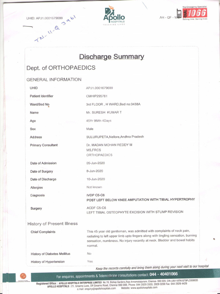 Apollo Discharge Summary Report 2 | PDF