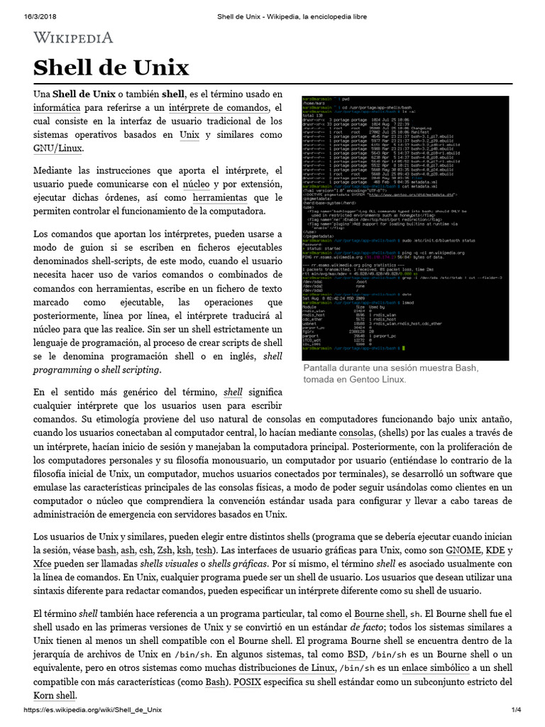 Shell de Unix - Wikipedia, La Enciclopedia Libre | PDF | Software | Ingeniería de software