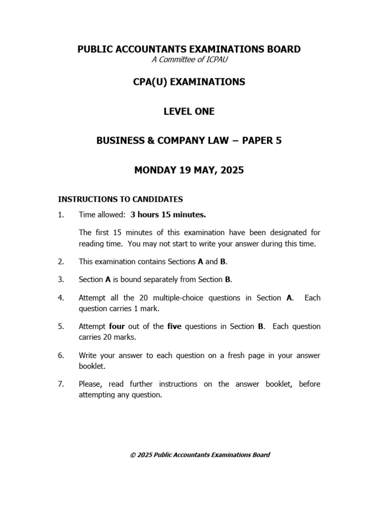 CPA 5 - Business & Company Law | PDF | Private Law | Business