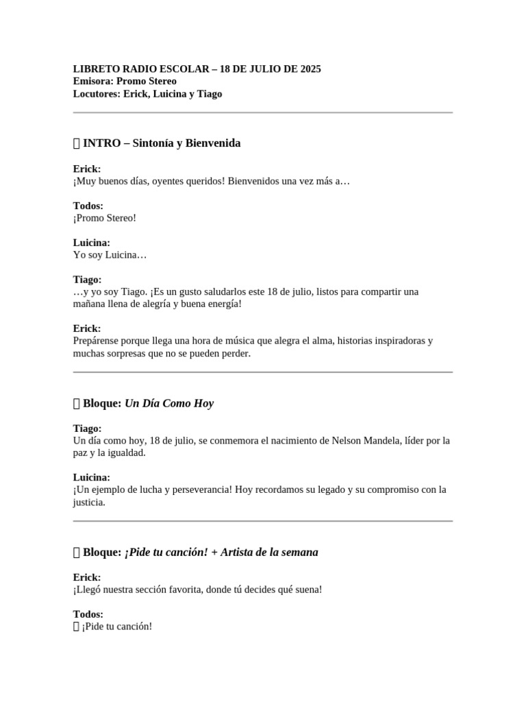 Libreto 18 de Julio | PDF