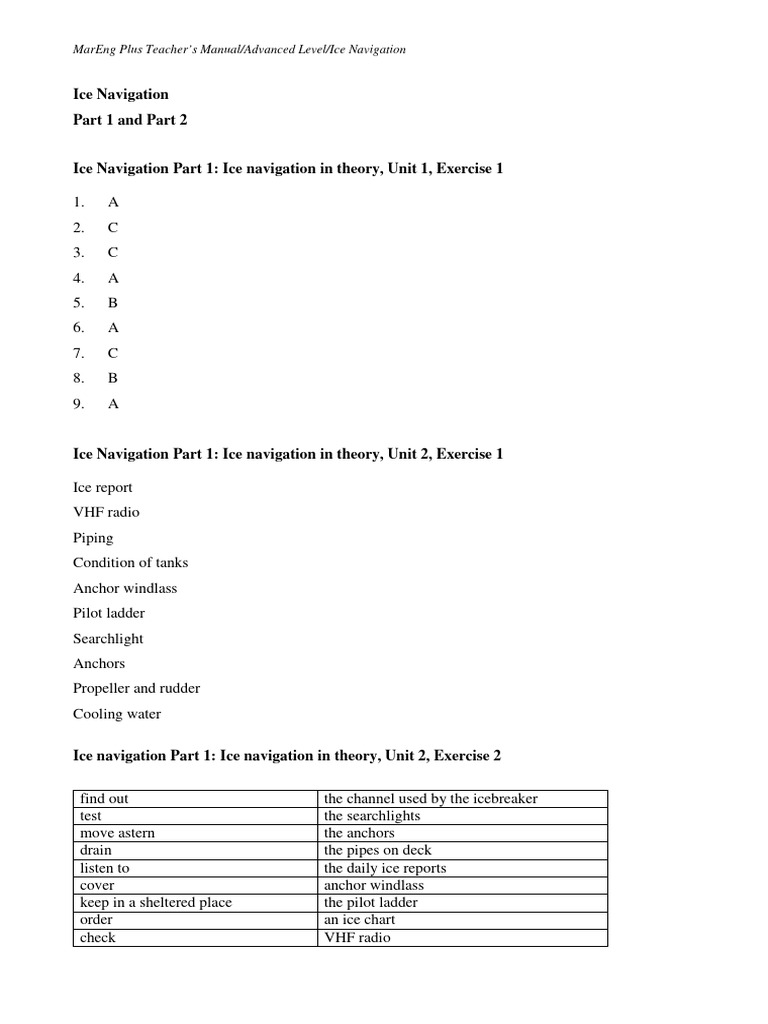 ME - Answer - Key - Advanced - Ice Navigation | PDF | Ships | Watercraft