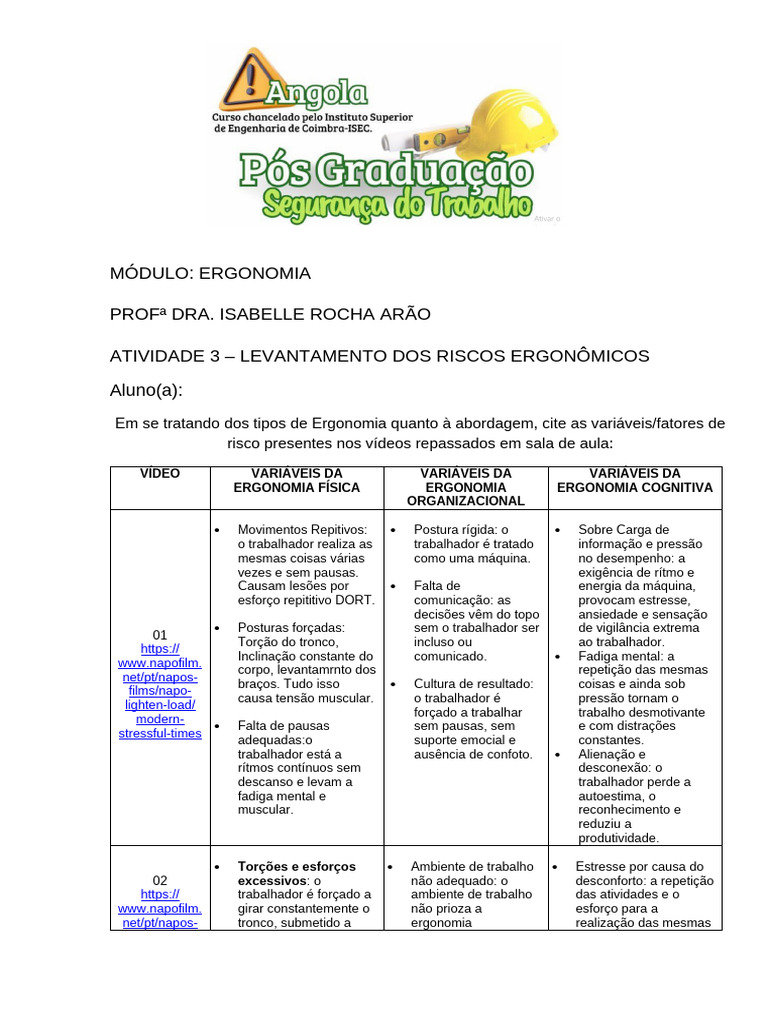 Matondo Emiliana - Atividade.Levantamento.dos.riscos.ergonômicos | PDF