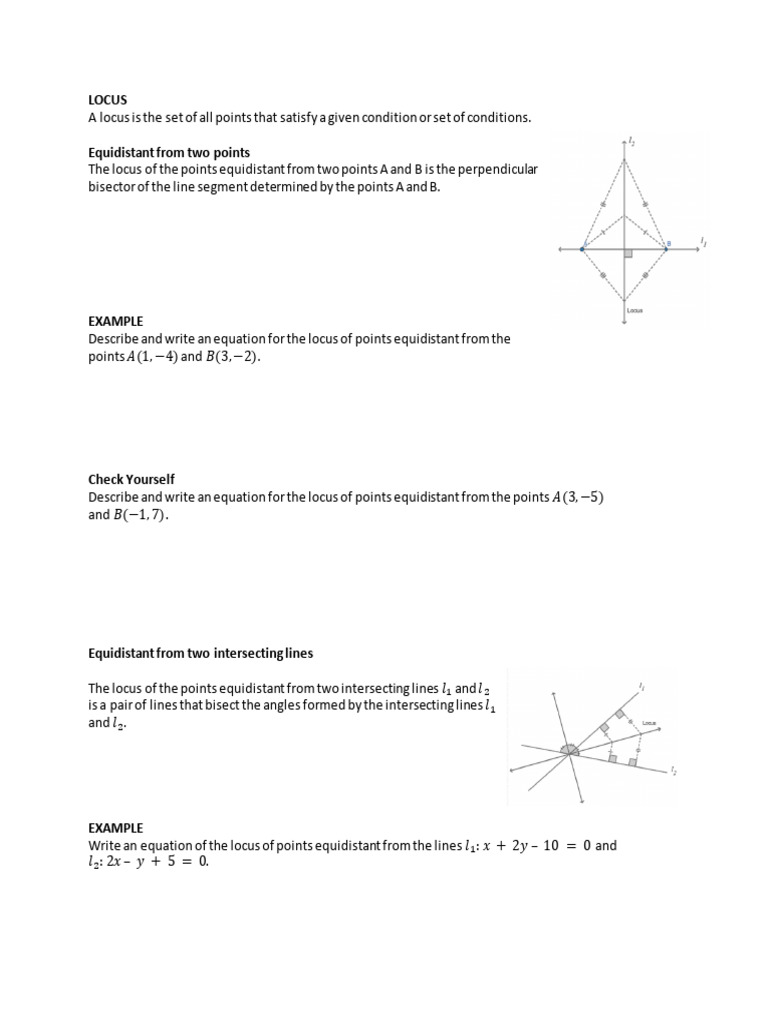 Locus of Points in Geometry | PDF | Line (Geometry) | Analytic Geometry