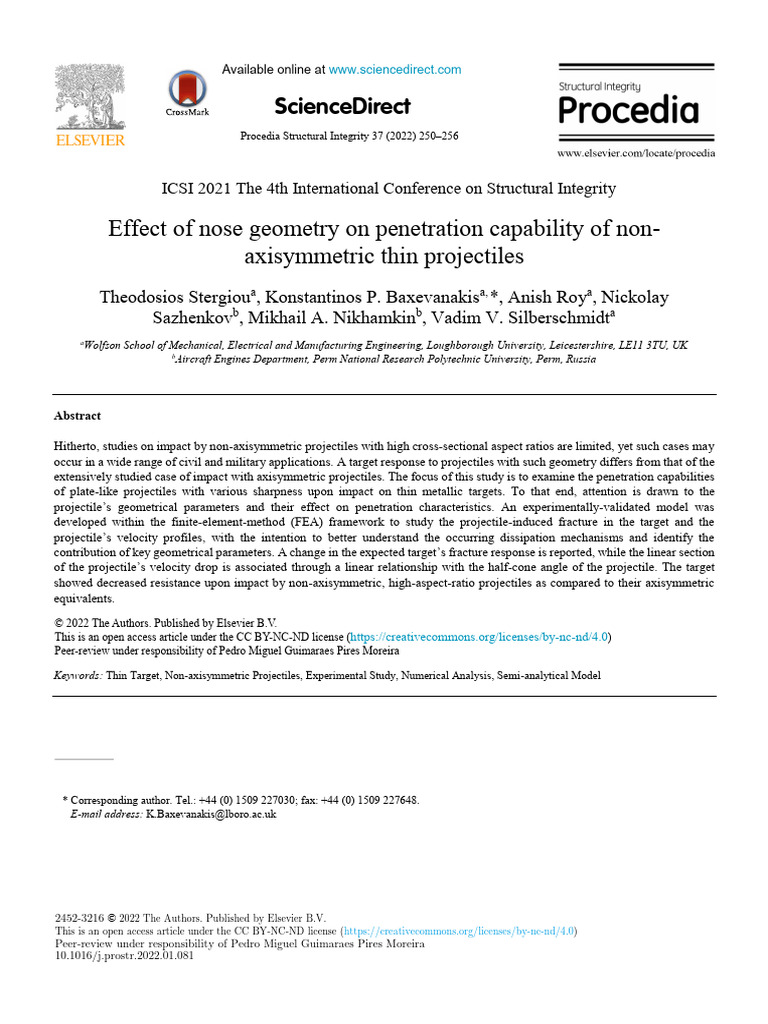 Effect of Nose Geometry On Penetration Capability of Nonaxisymmetric ...
