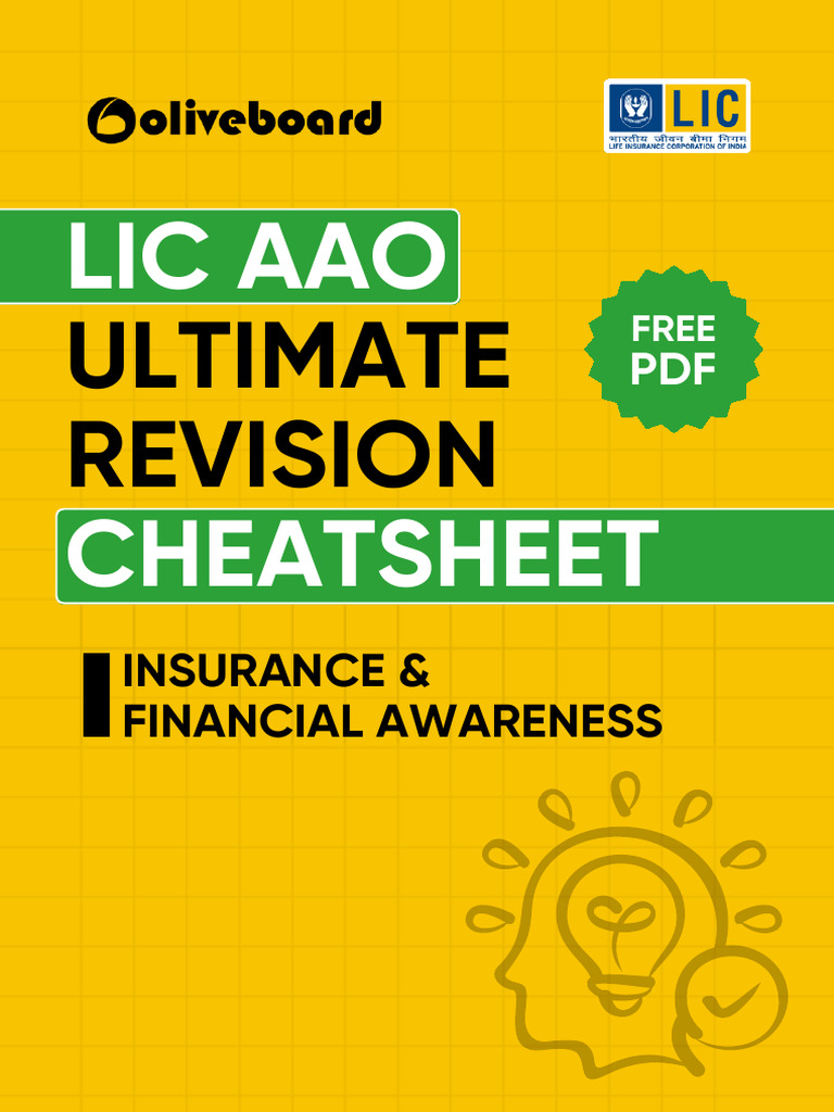 LIC AAO Insurance Awareness Cheatsheet | PDF | Banks | Insurance