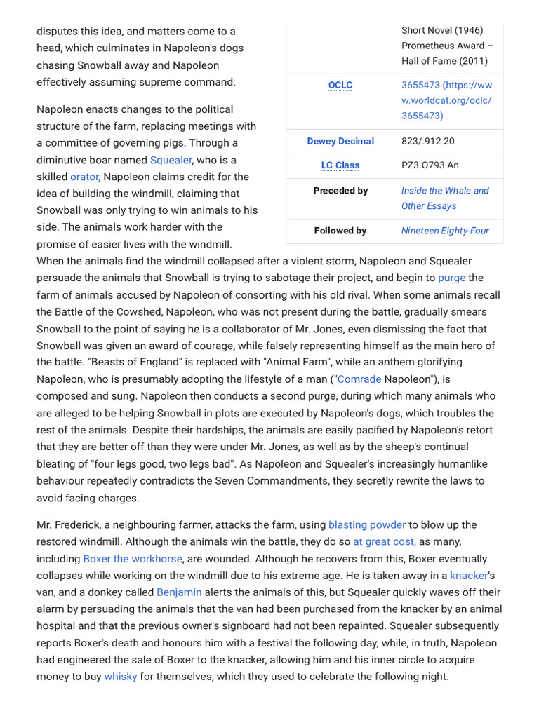 Animal Farm - Wikipedia | PDF