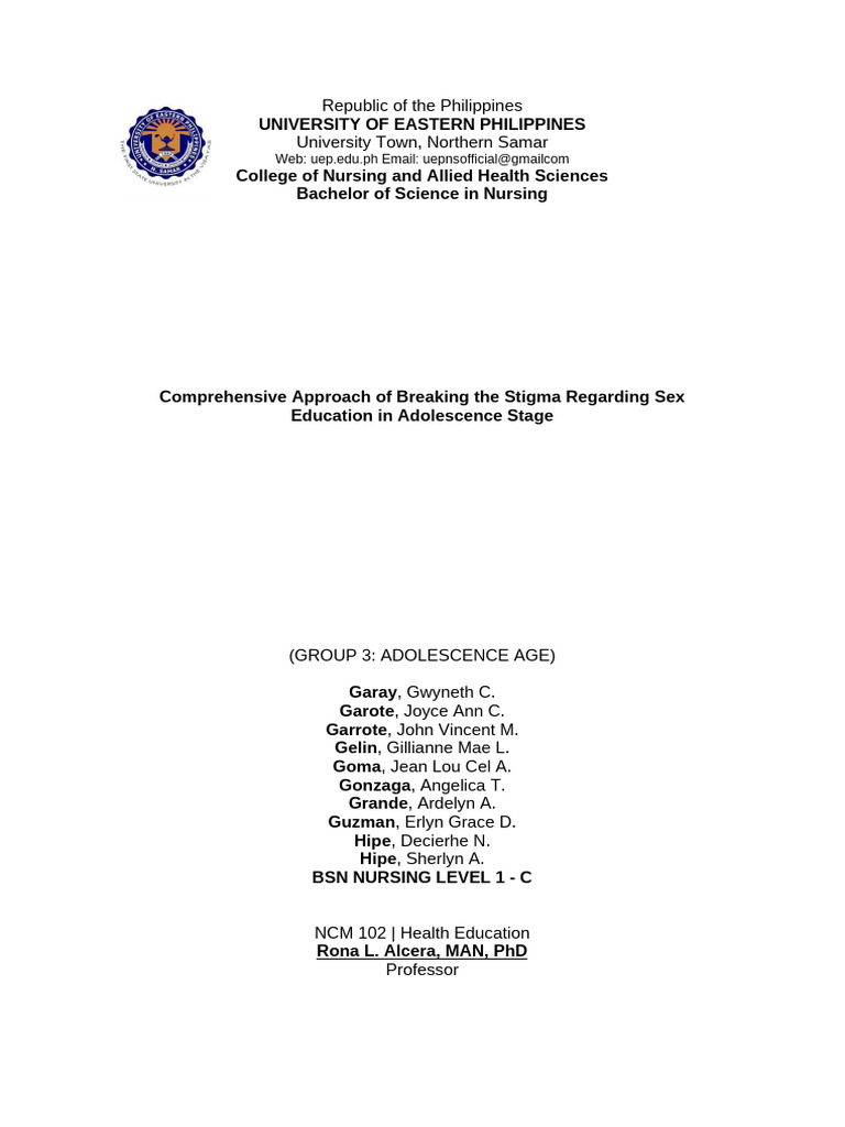 Sex Ed Plan And Documentation 1 Pdf Sex Education Condom 1216