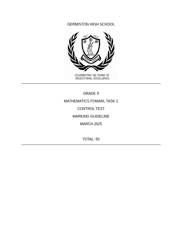 Grade 9 March Cycle Test 2025 | PDF