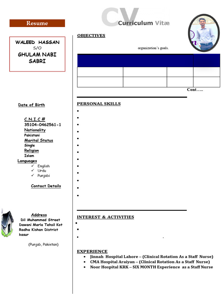 Nursing Resume of Waleed Hassan | PDF