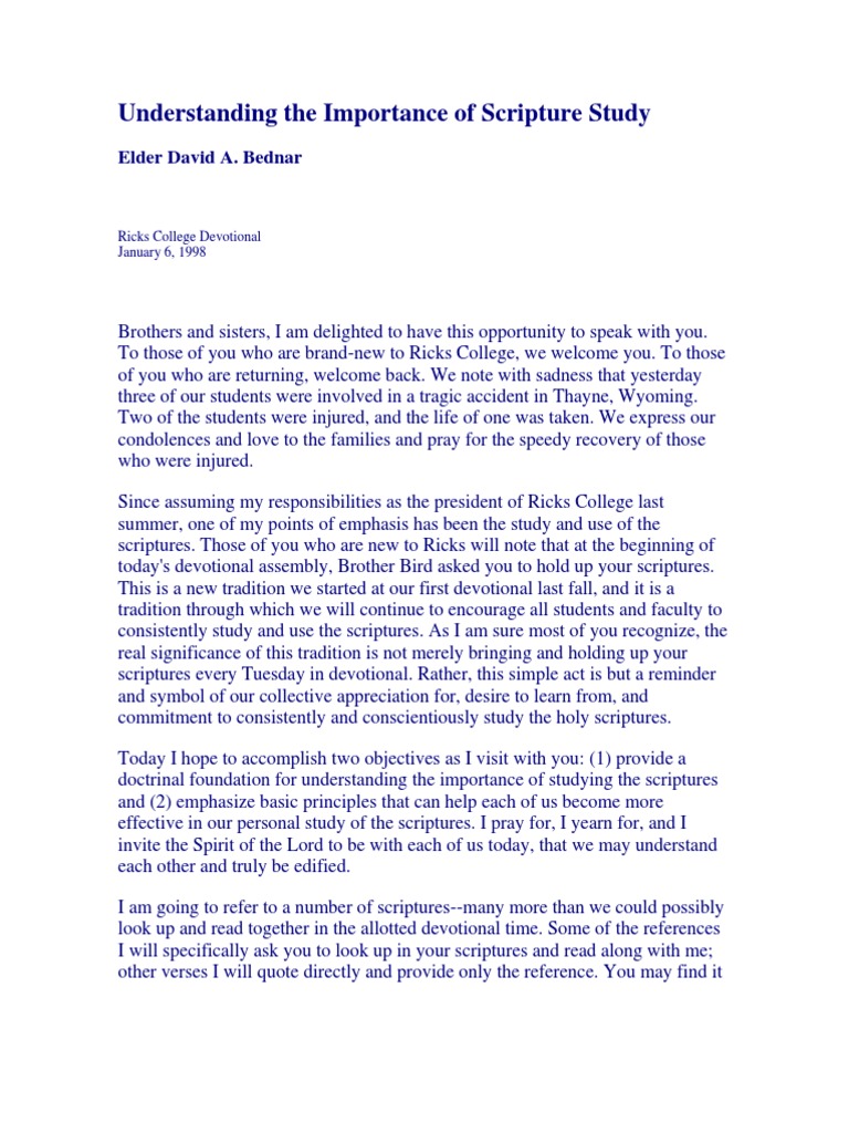 Understanding the Importance of Scripture Study: Covenants, Direction ...