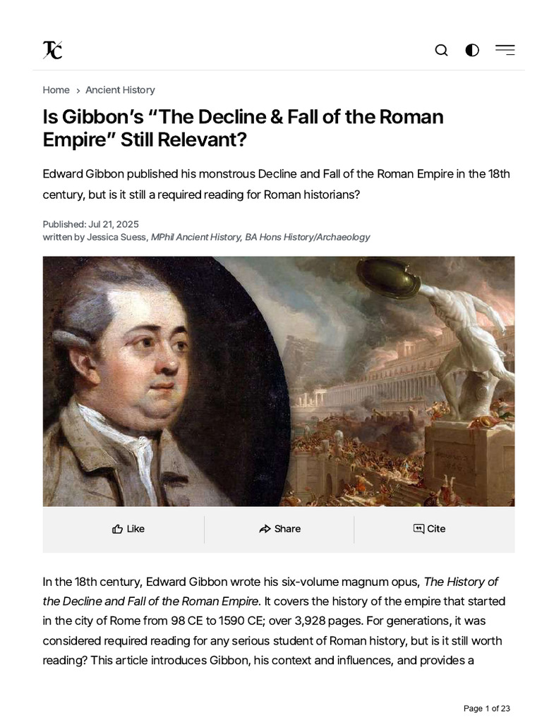 Edward Gibbon Decline Fall Roman Empire Review Compressed | PDF ...