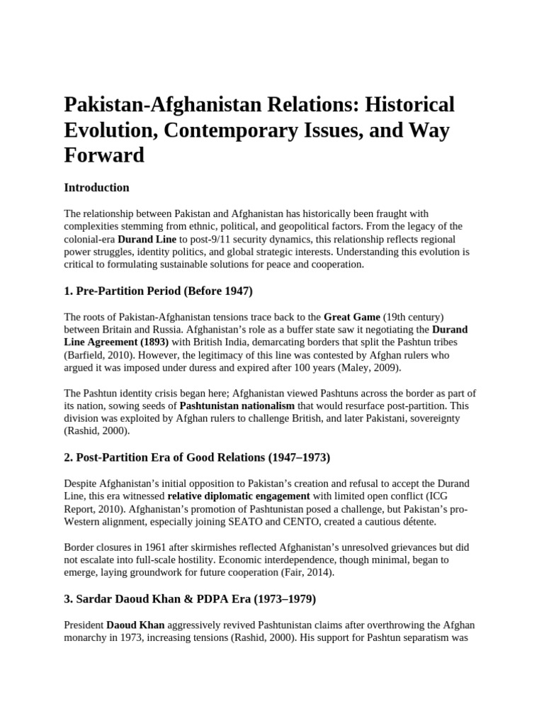 Pakistan-Afghanistan Relations Overview | PDF | Afghanistan | Soviet ...