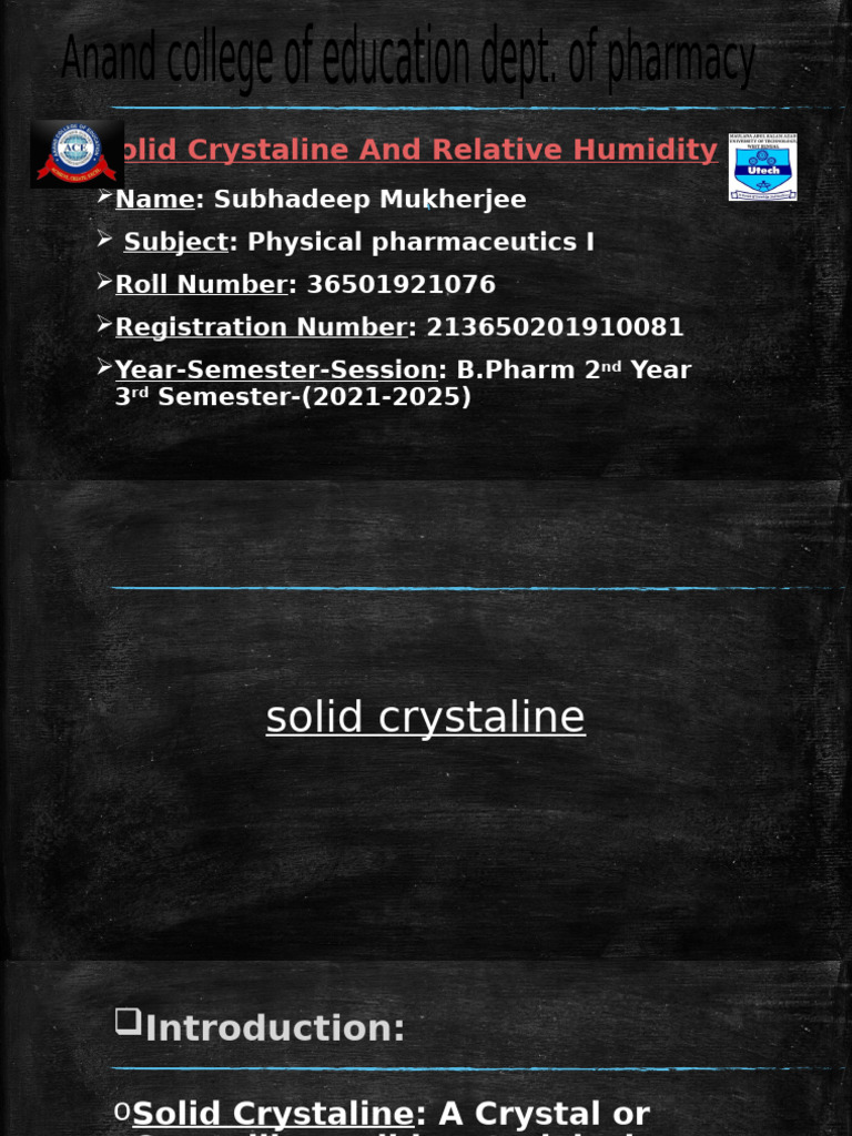 Pharmaceutics by Subhadeep Mukherjee | PDF | Crystal Structure | Crystal