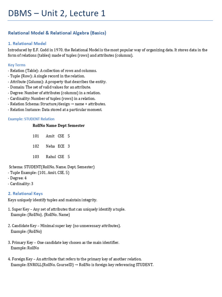 Relational Algebra: Division Operator Explained | PDF | Relational ...